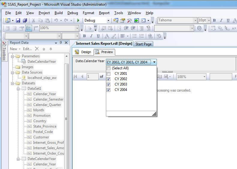 Developing A Ssrs Report Using A Ssas Data Source